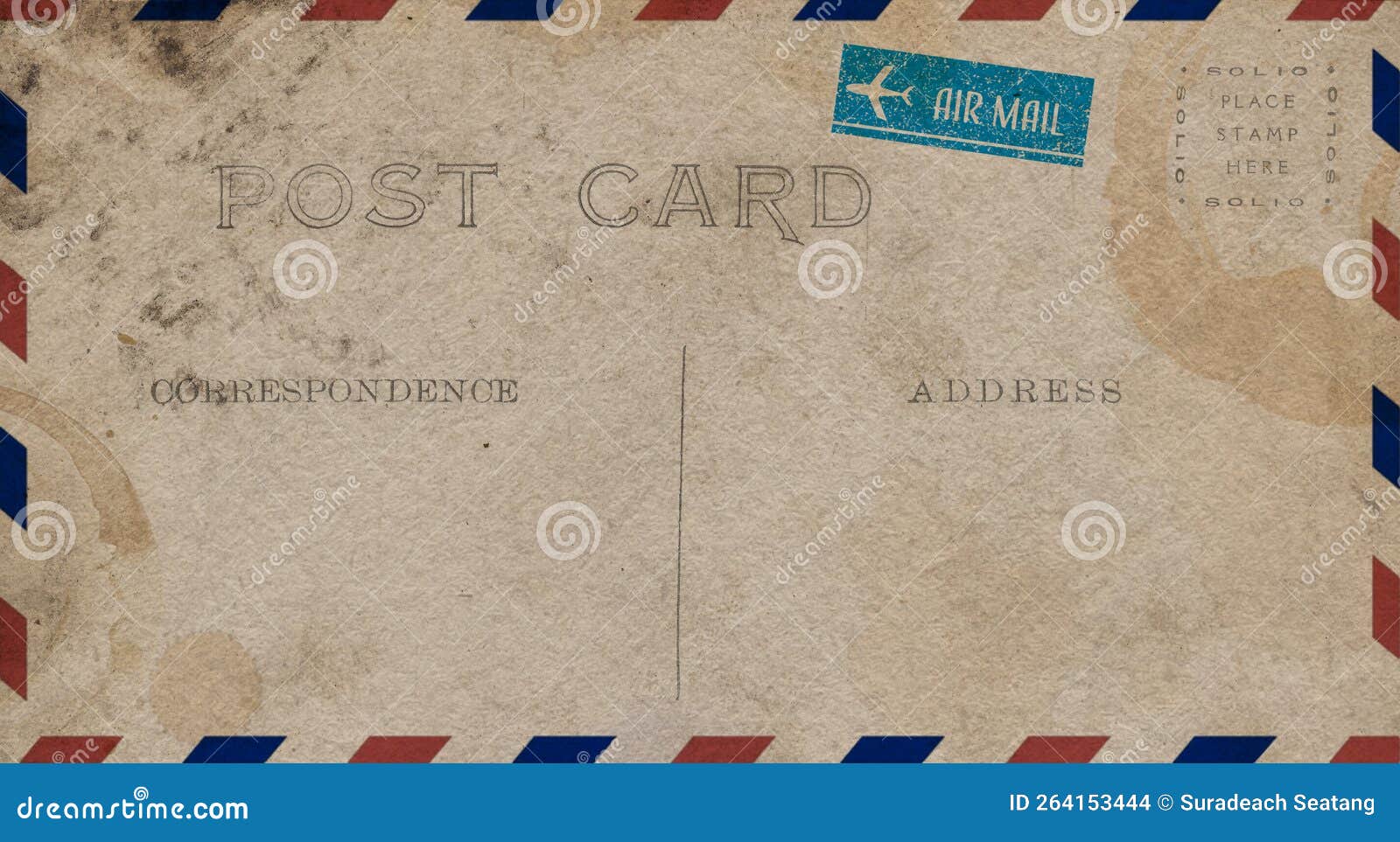 Backside of Old Postcard with Stain Stock Photo - Image of edge, empty ...