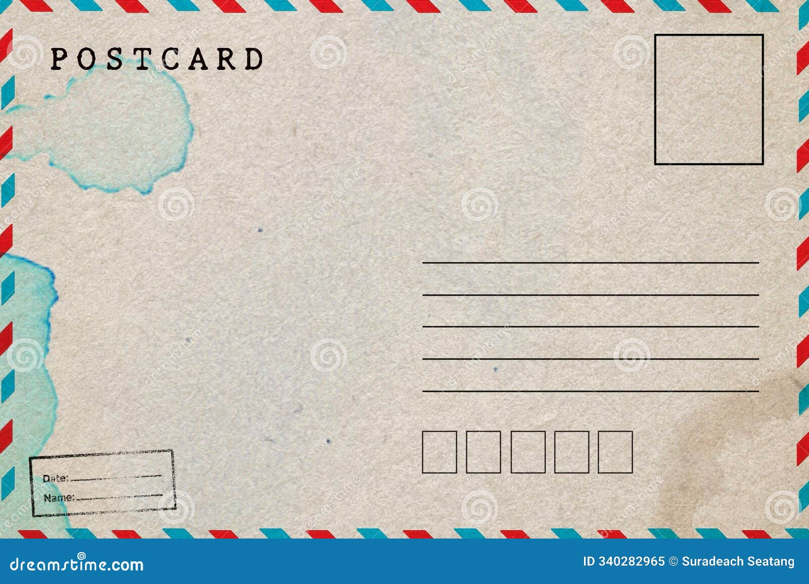 Backside of Old Postcard in with Stain Stock Image - Image of grungy ...