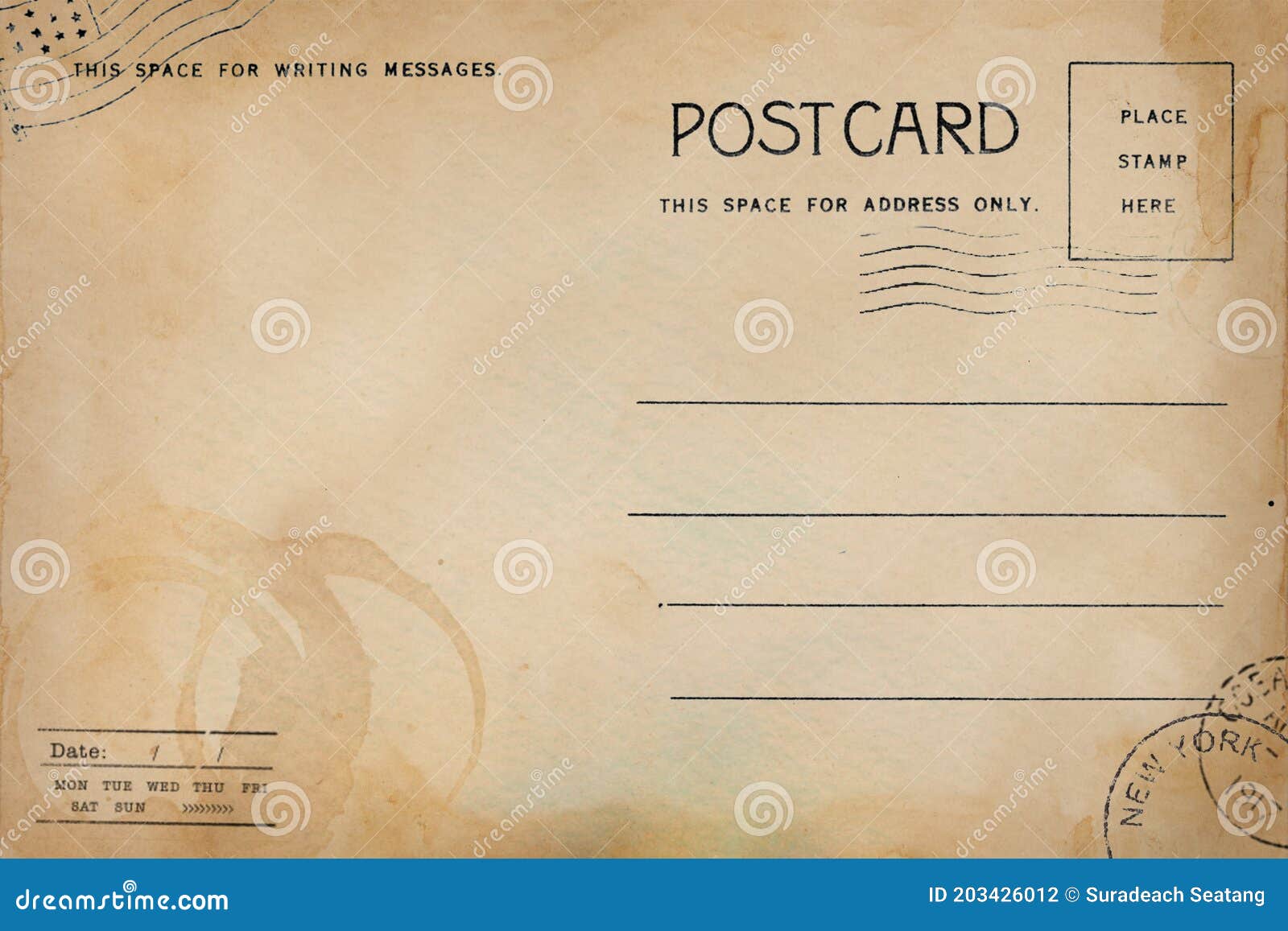 Backside of Old Postcard with Dirty Stains Stock Photo - Image of faded ...