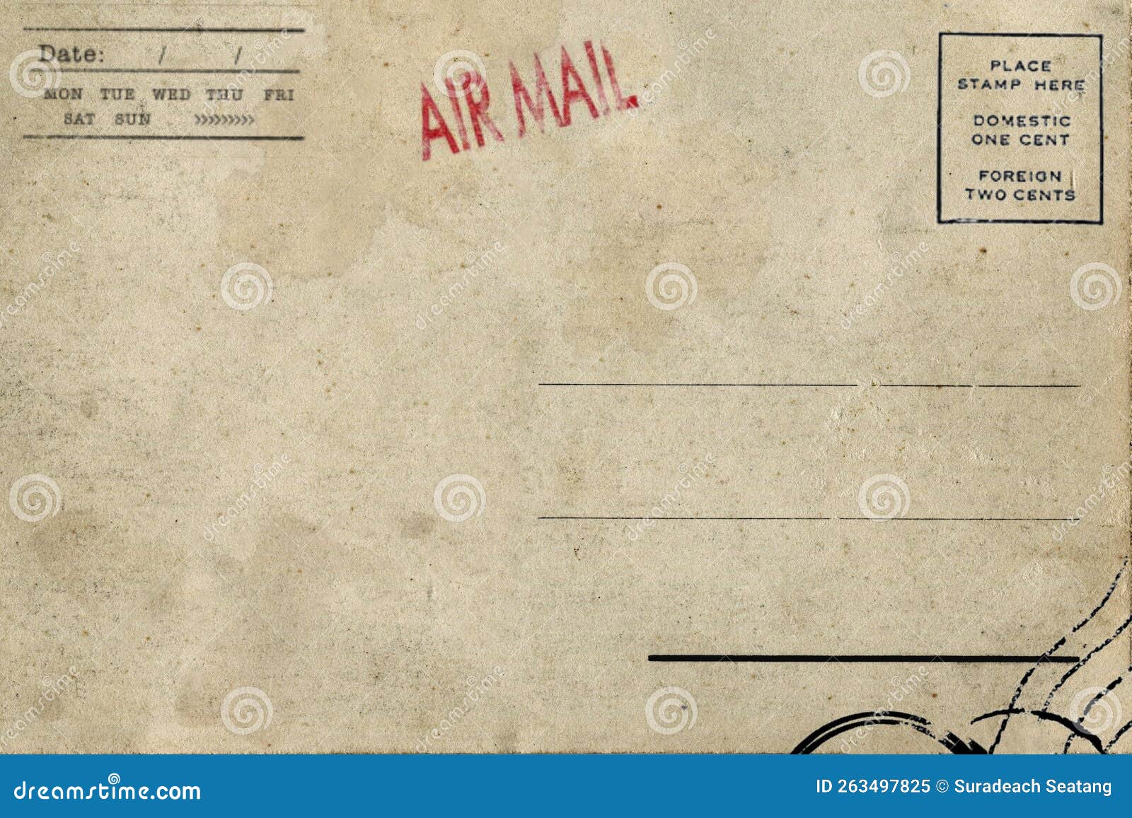 Backside of Old Postcard with Stain Stock Image - Image of mail ...