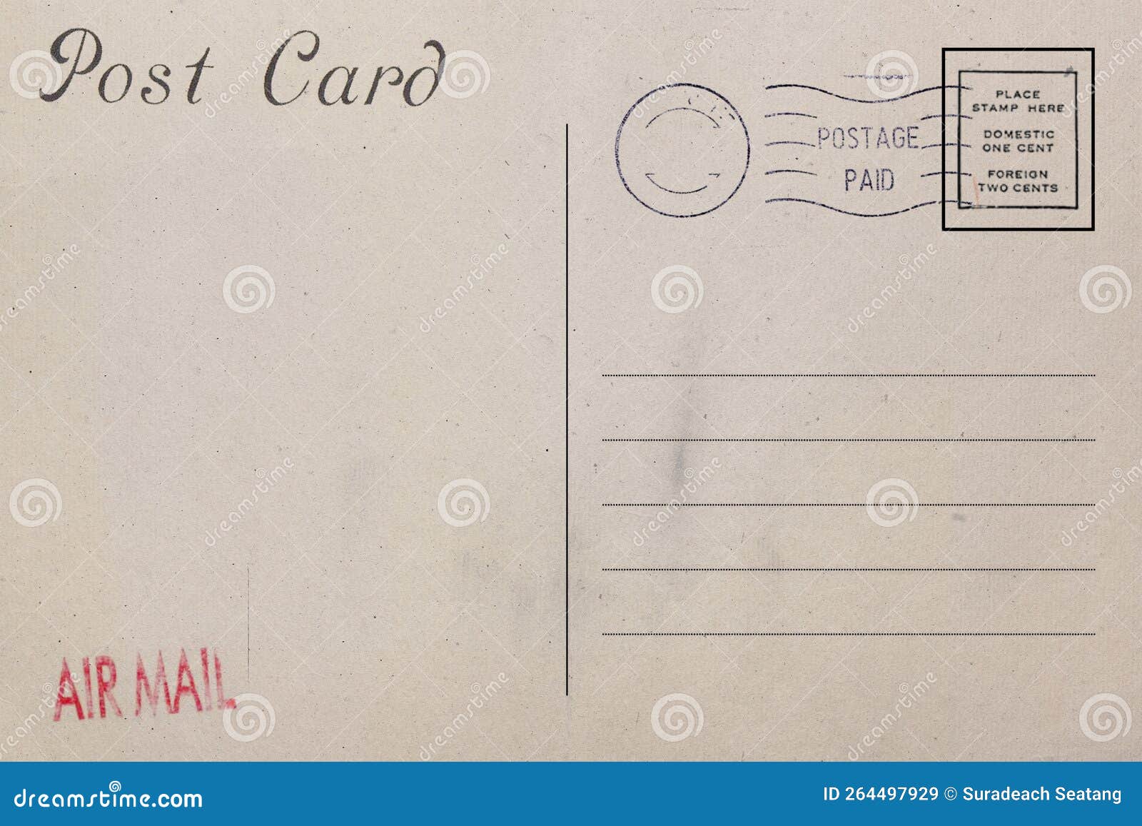 Backside of Old Postcard with Stain Stock Image - Image of card, empty ...
