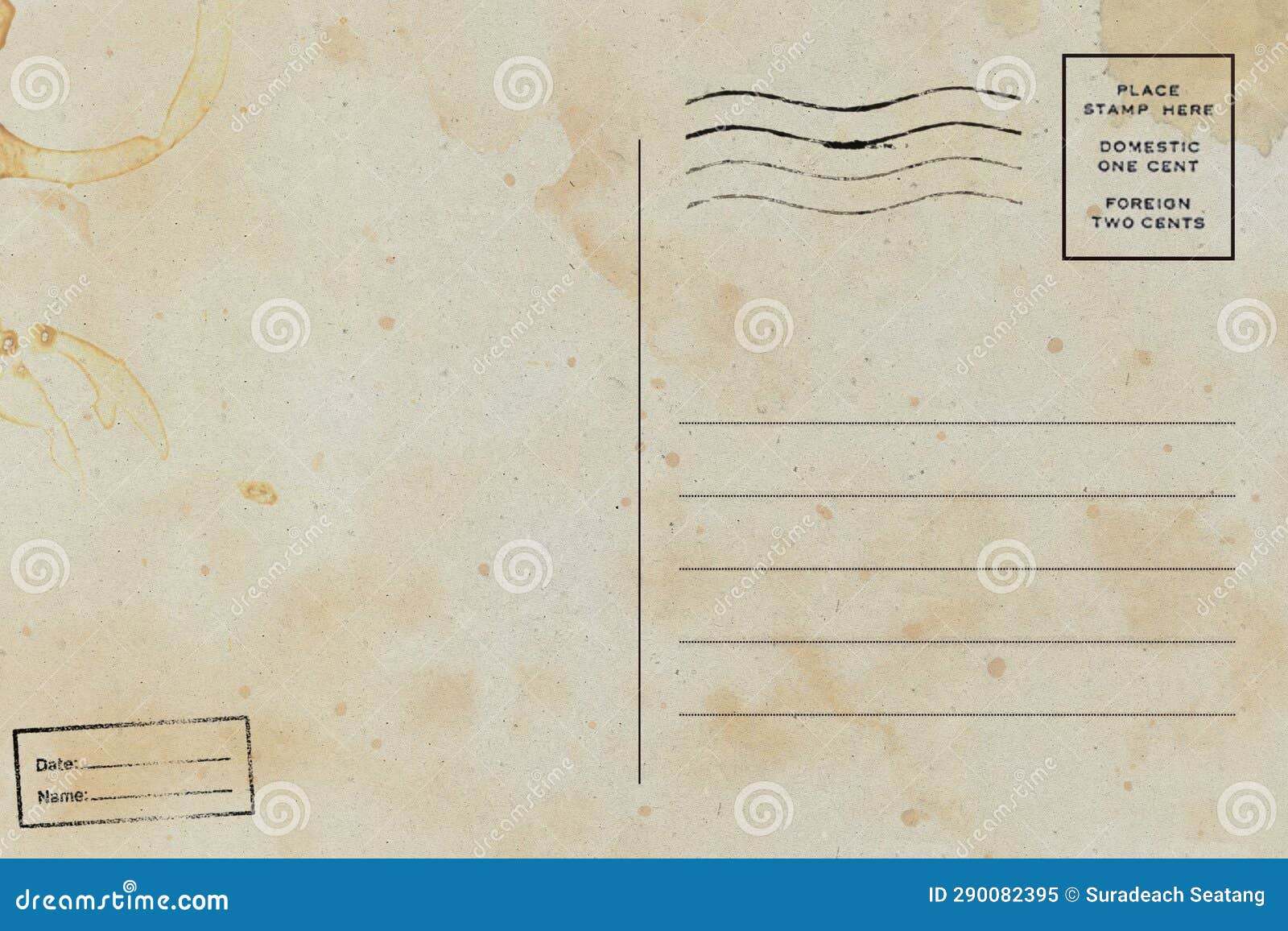 Backside Of Postcard With Dirty Stains Stock Photography ...