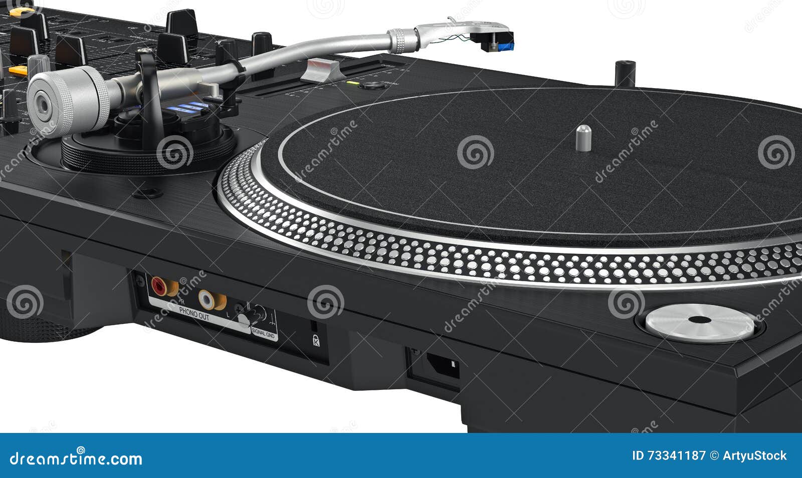 Backside Panel Turntable Studio Mixer, Close View Stock Illustration ...