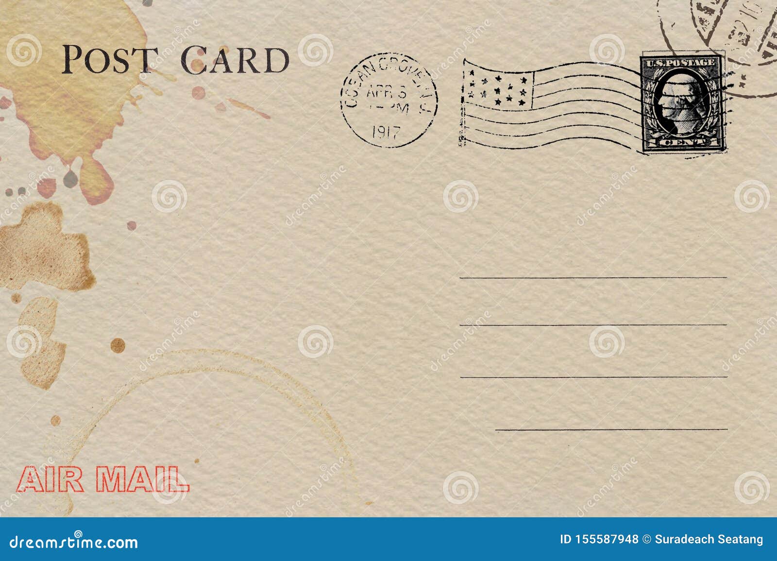 Backside of Postcard with Dirty Stain Stock Illustration - Illustration ...