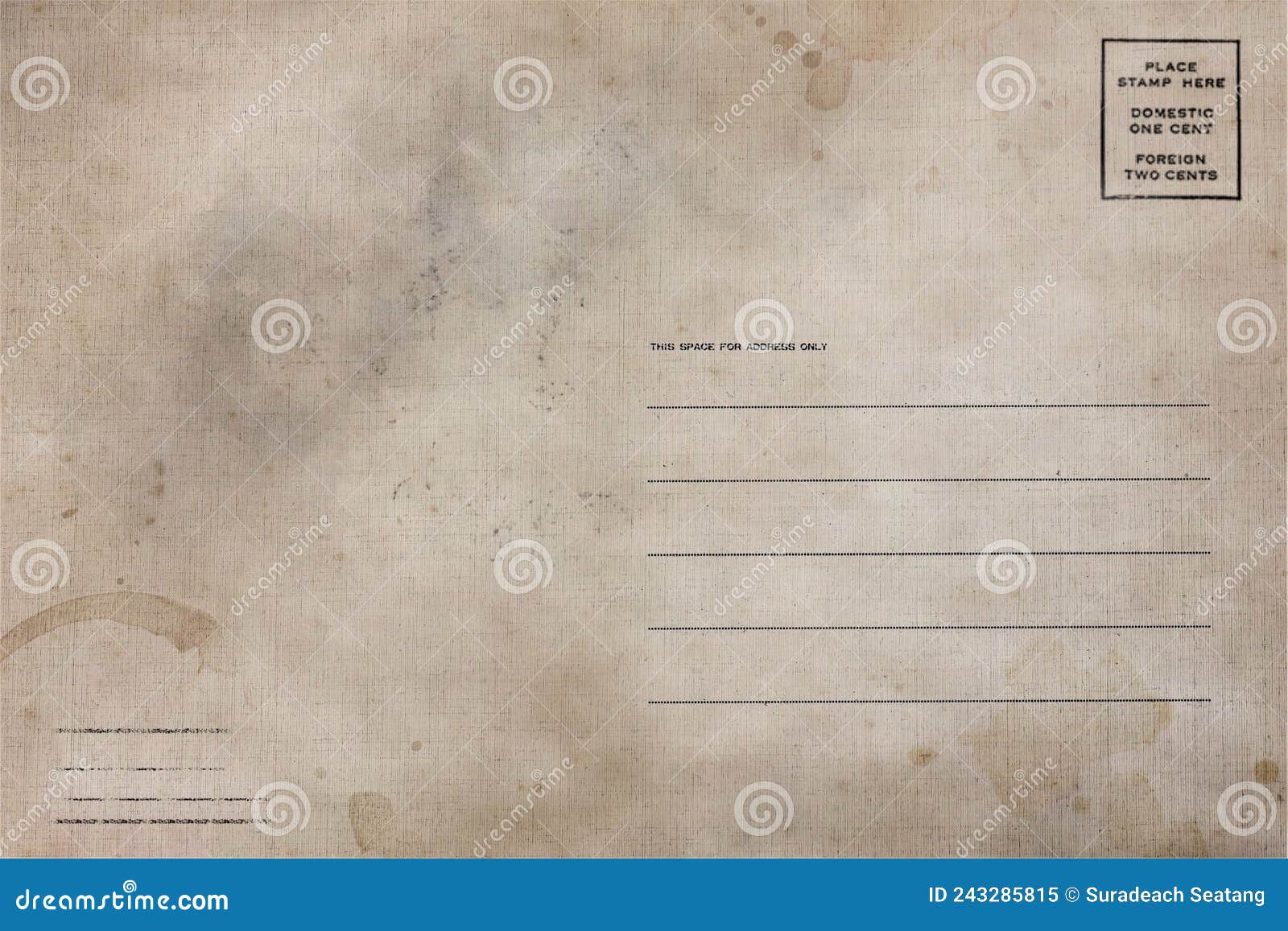 Backside of Postcard with Dirty Stain Stock Image - Image of grunge ...
