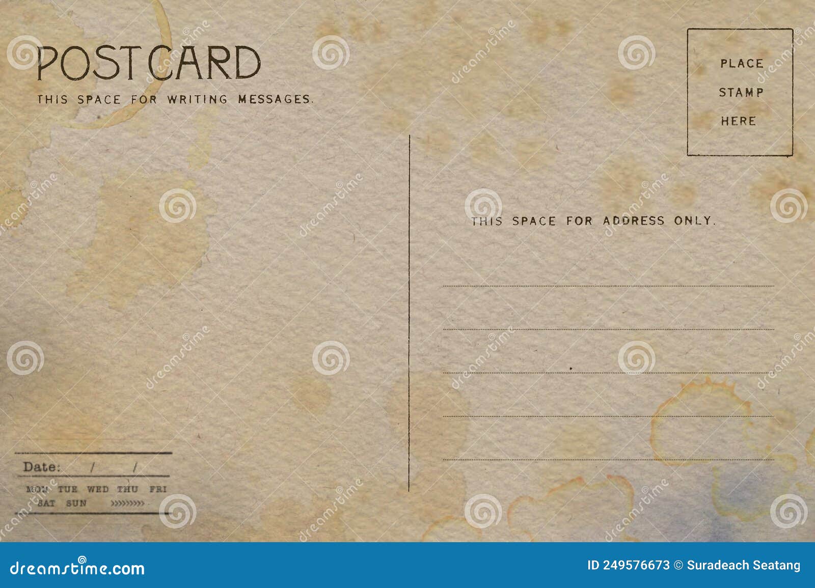 Backside of Postcard with Stain Stock Illustration - Illustration of ...