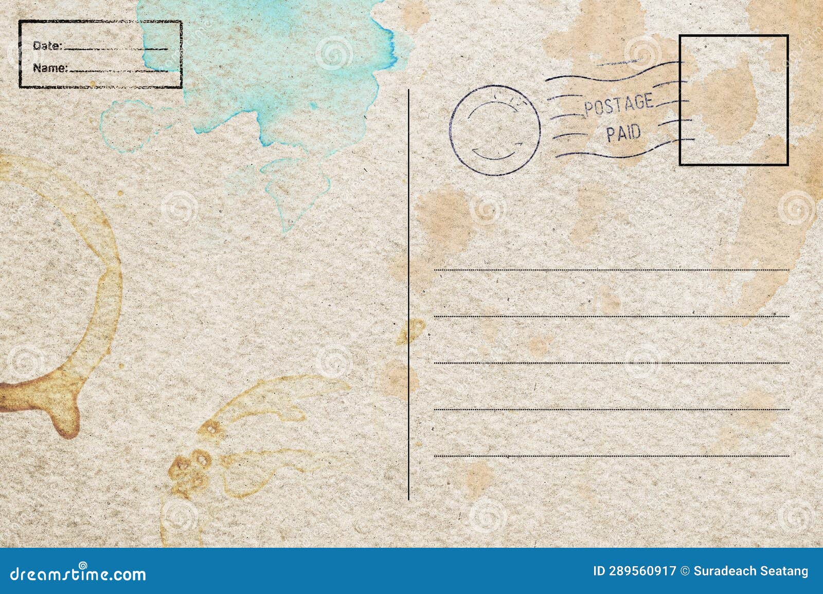 Backside Of Postcard With Dirty Stains Stock Photography ...