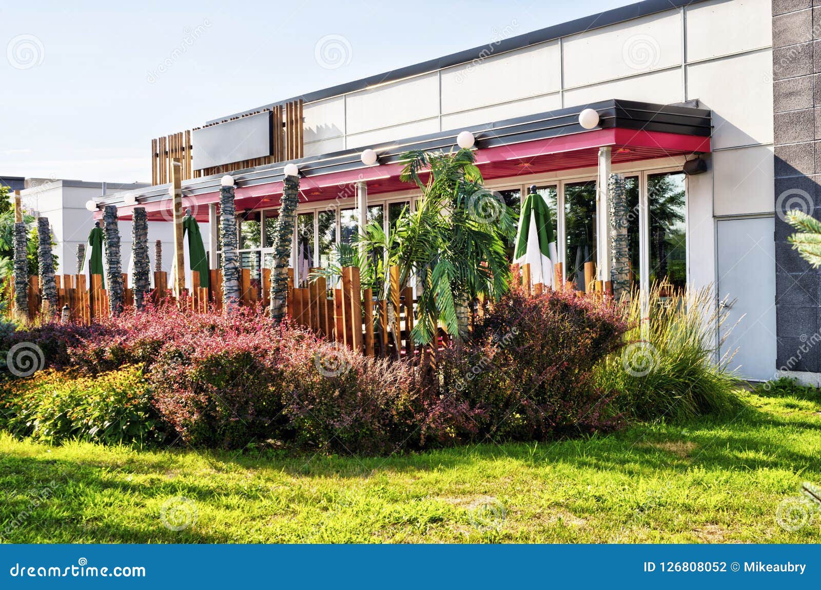 Backside of Restaurant Building. No People on the Terrace Stock Photo ...