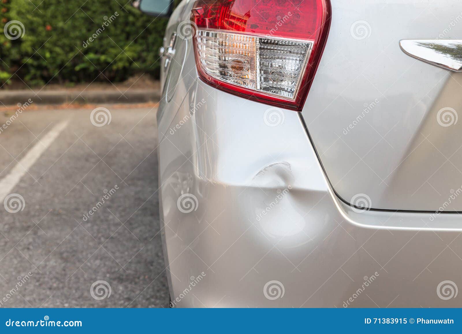 Backside of Silver Car Get Damaged by Accident Stock Image - Image of ...