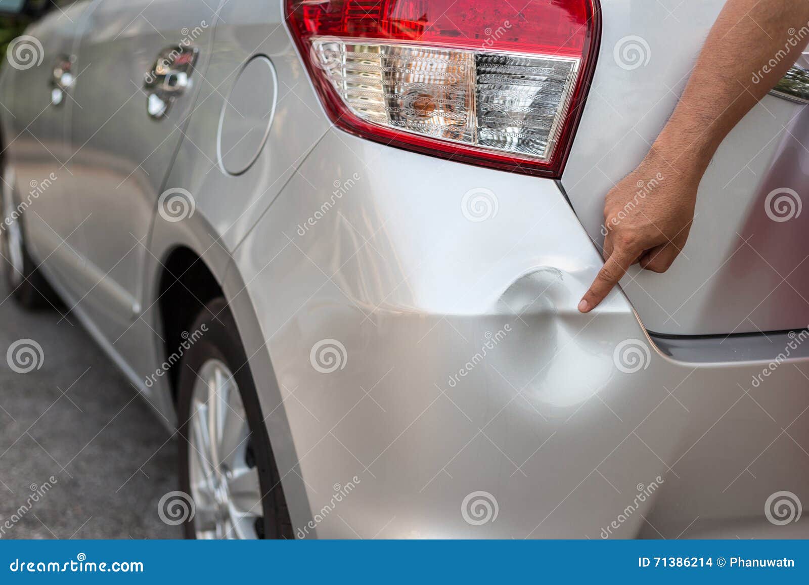 Backside of Silver Car Get Damaged by Accident Stock Photo - Image of ...