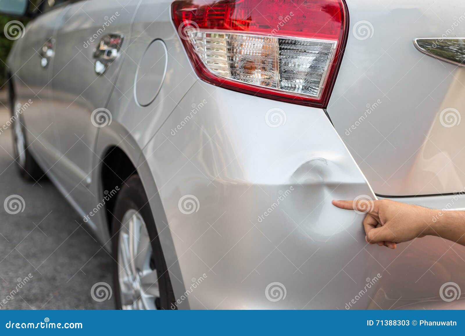 Backside of Silver Car Get Damaged by Accident Stock Image - Image of ...