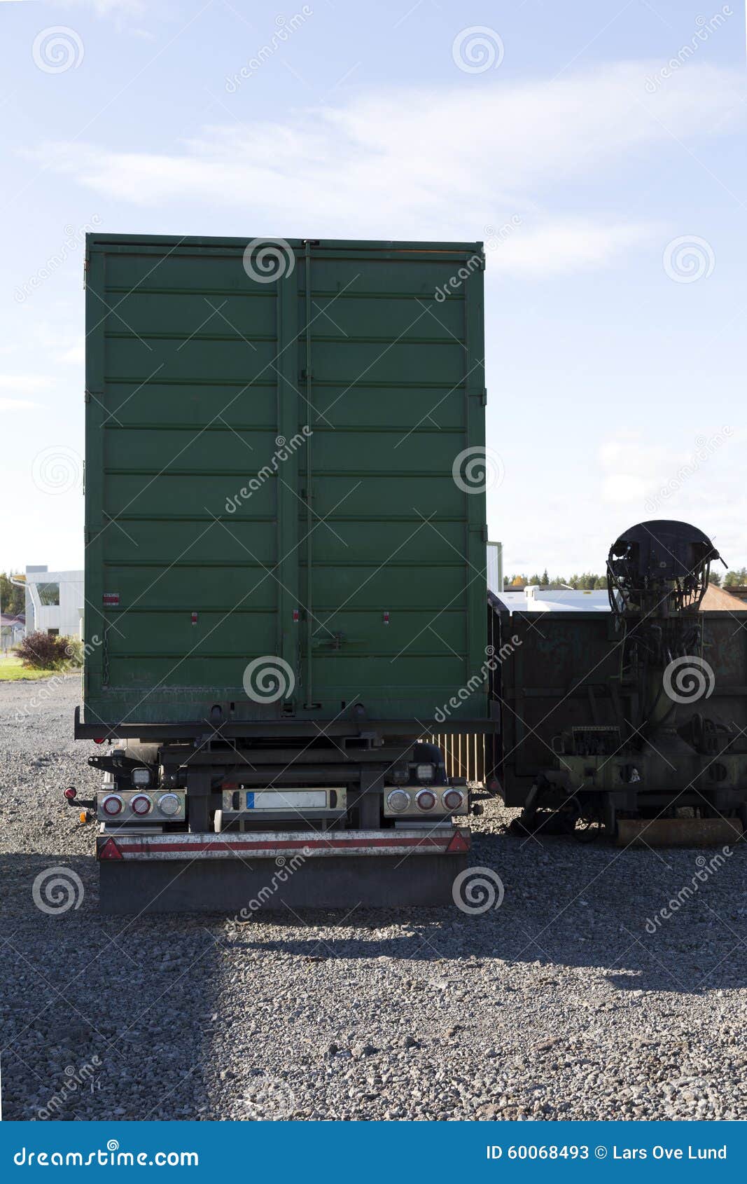 Backside of a Trailer with a Container Stock Image - Image of gods ...