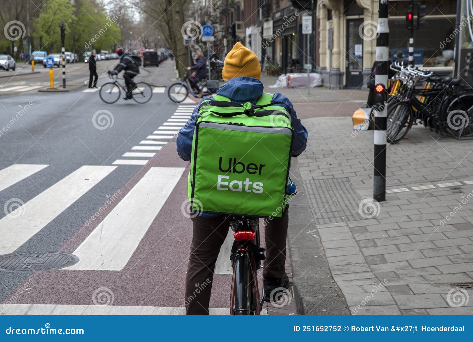 Backside Uber Eats Delivery Man at Amsterdam the Netherlands 6-4-2022 ...
