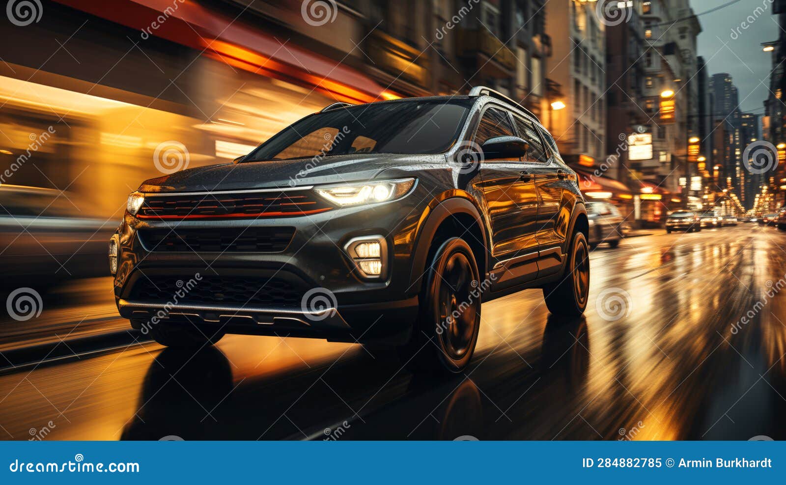 Backside View of Car Rushing Along at a Highway in the Night Stock ...