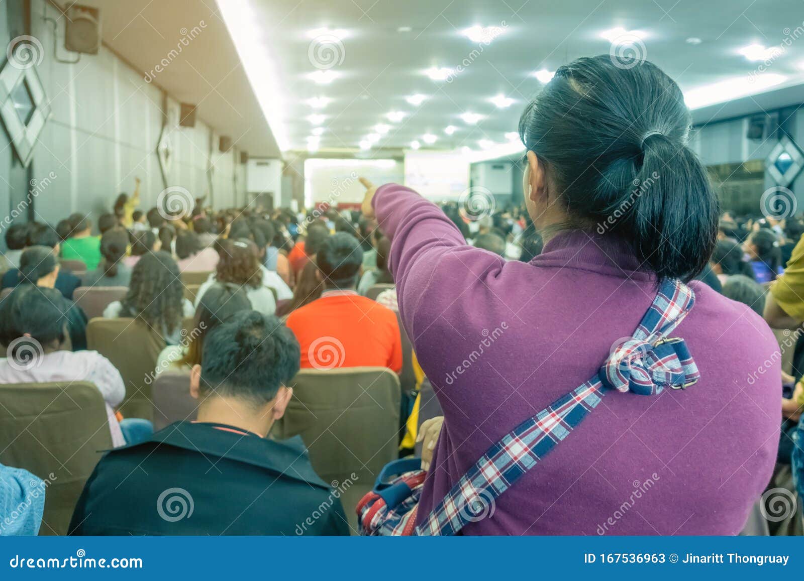 Backside View of Spectators Standing in a Gathering in the Back of ...
