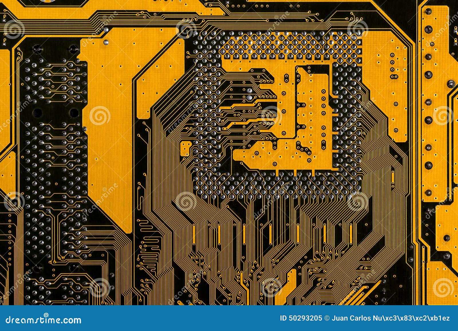 Backside Yellow Motherboard Stock Image - Image of close, capacitor ...