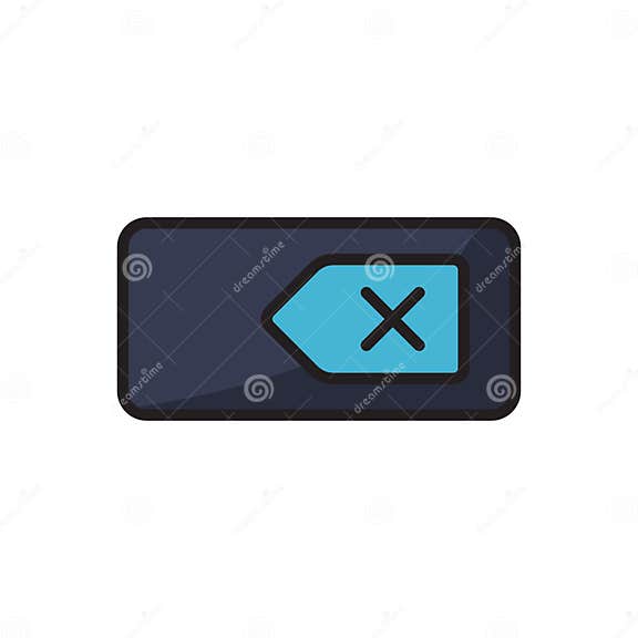 Backspace Key Vector Icon Symbol Keyboard Isolated on White Background ...