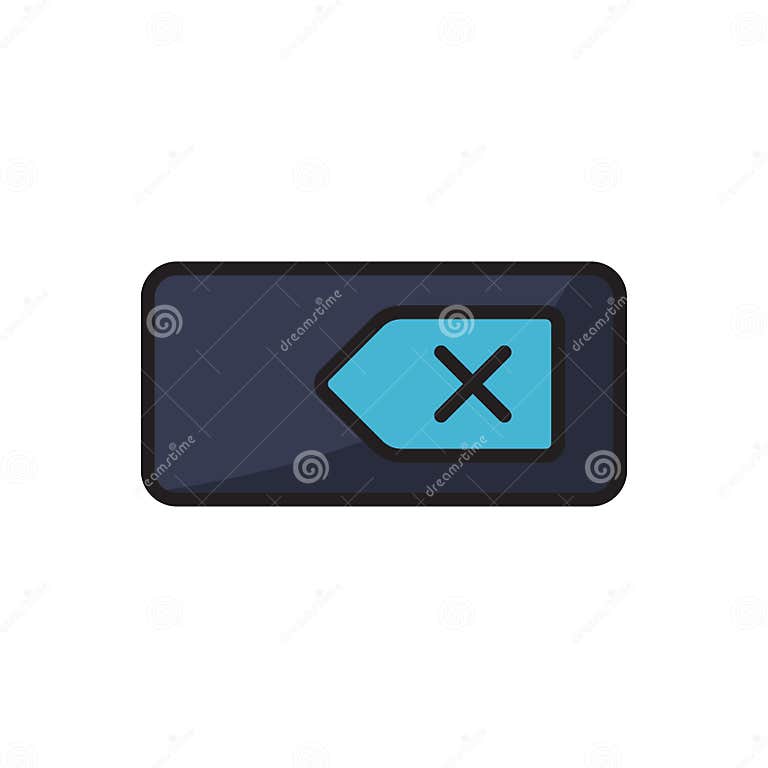 Backspace Key Vector Icon Symbol Keyboard Isolated on White Background ...