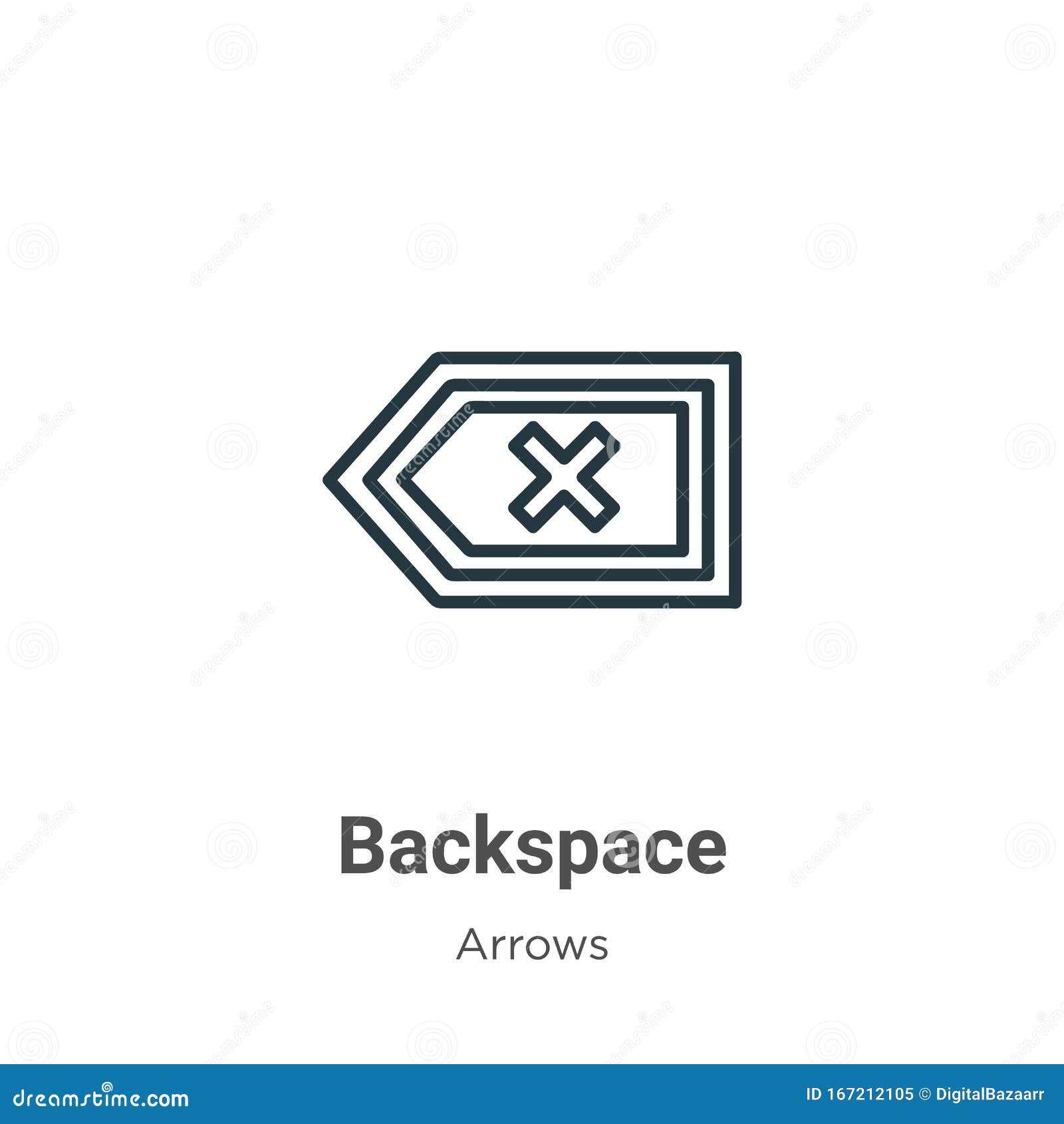 Backspace Outline Vector Icon. Thin Line Black Backspace Icon, Flat ...