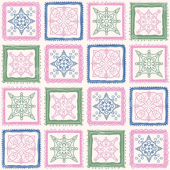 Backsplash Preppy Seamless Pattern with Abstract Ornament. Geometric ...