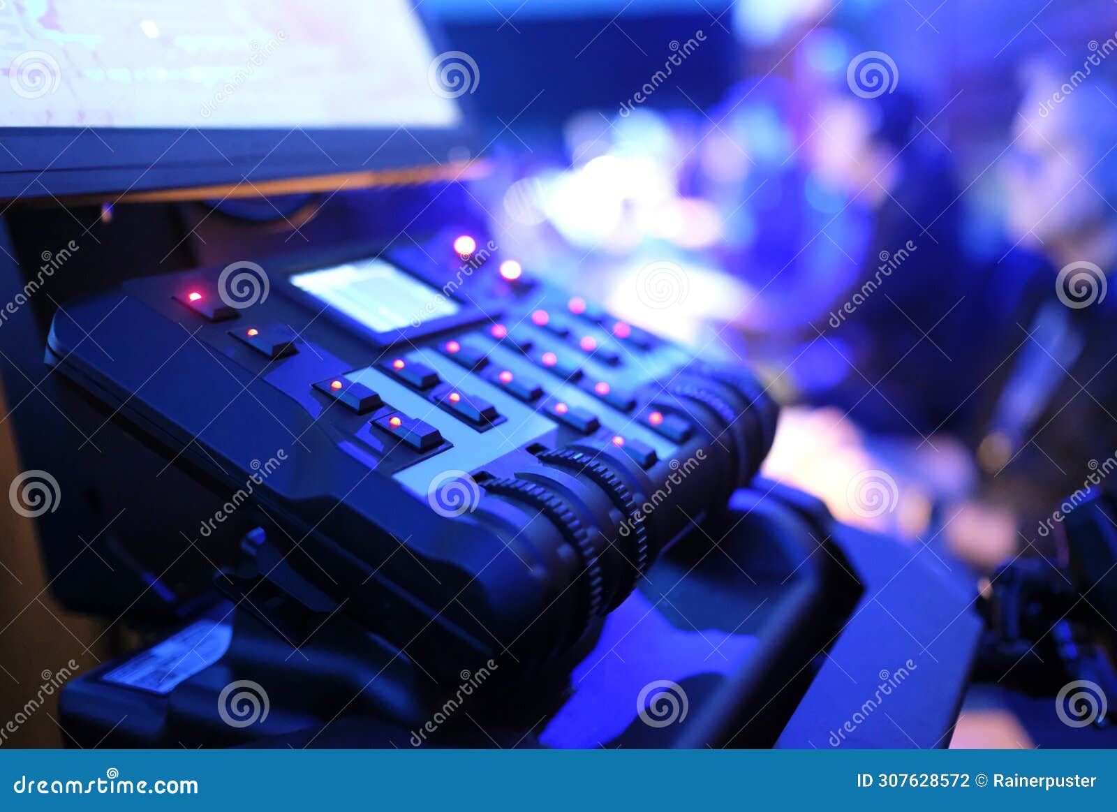 Backstage Area at a Convention with Technical Staff Handling Light ...
