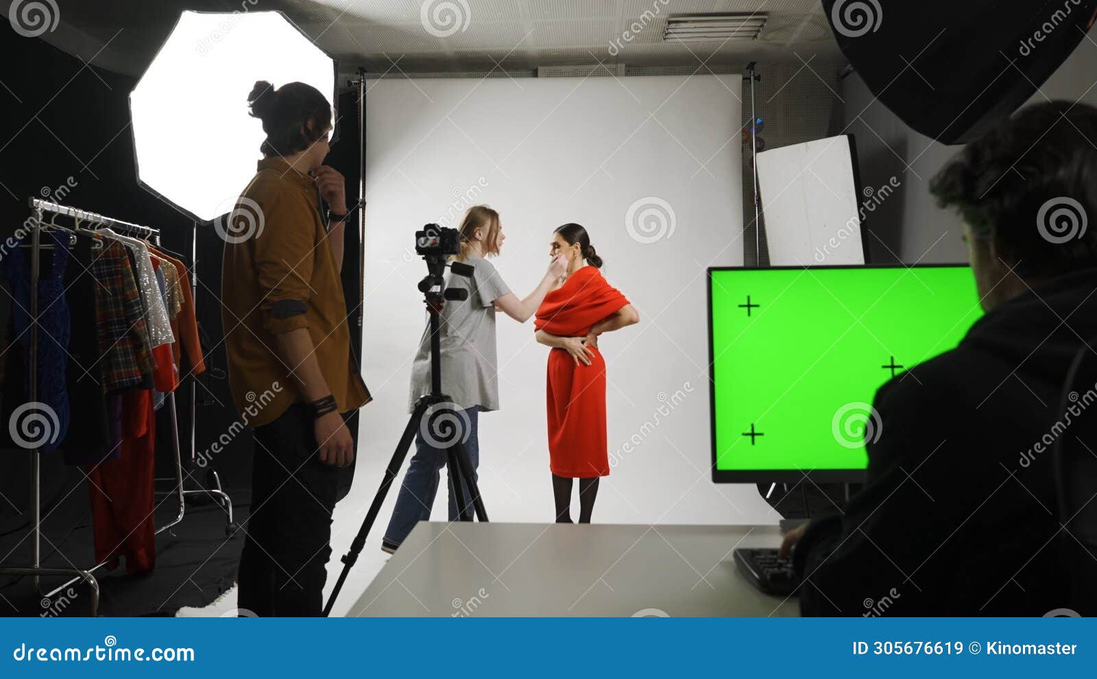 Backstage of Model and Professional Team in the Studio. Stylist ...