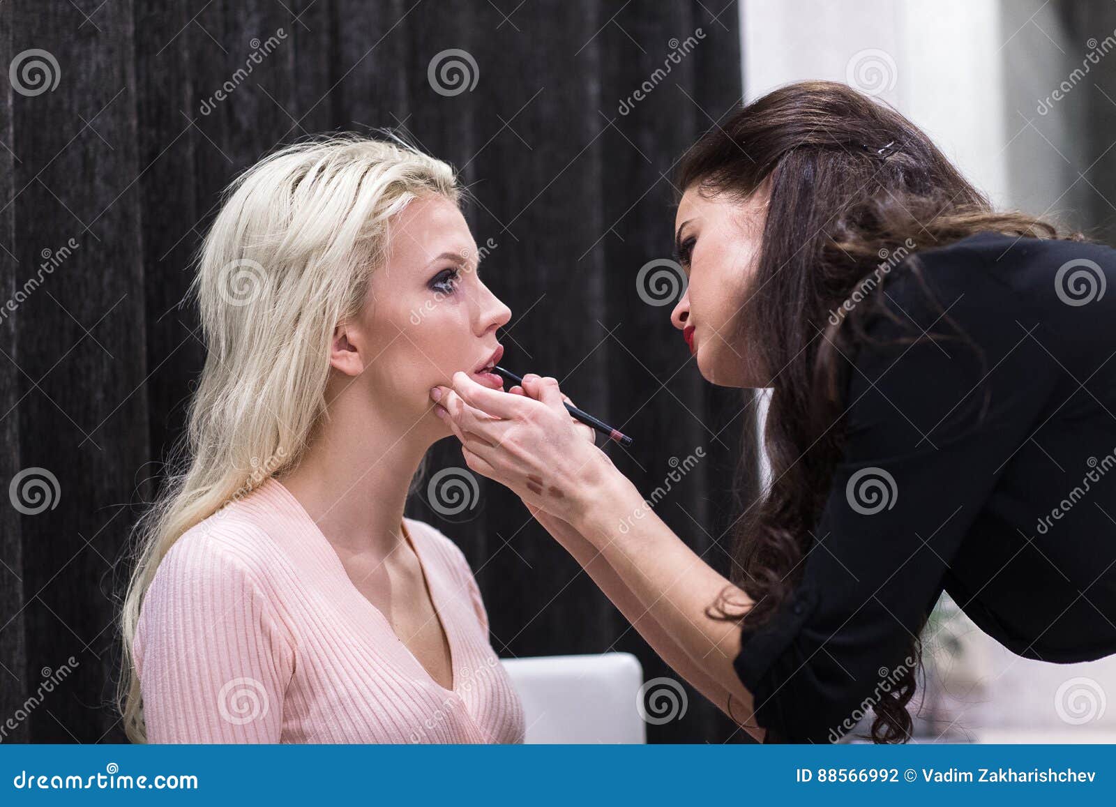 Backstage Professional Makeup Stock Photo - Image of makeup, model ...