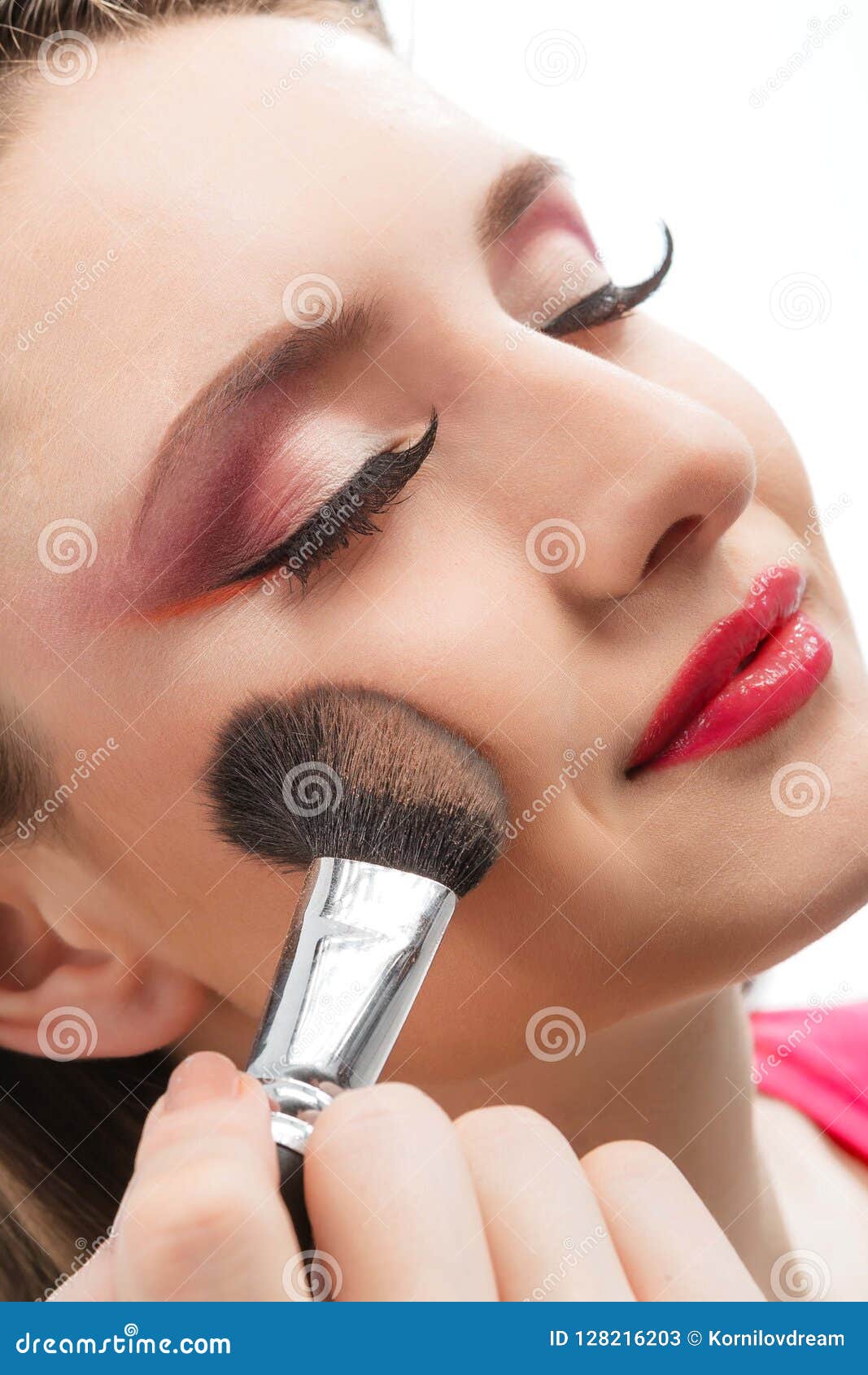 Backstage Scene: Professional Make-up Stock Image - Image of brush ...