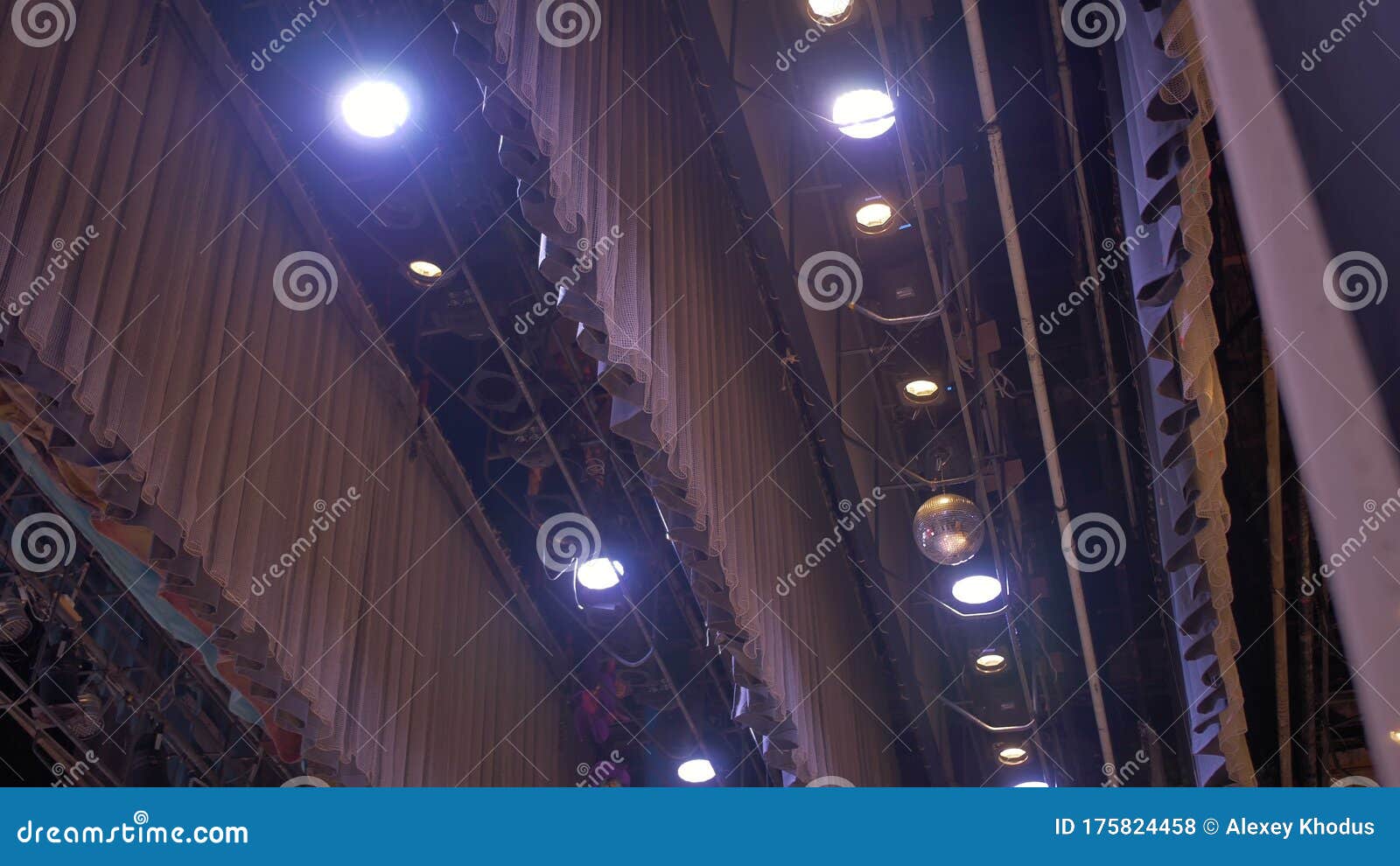 Backstage Scenes with Lights Slow Move Stock Photo - Image of audio ...