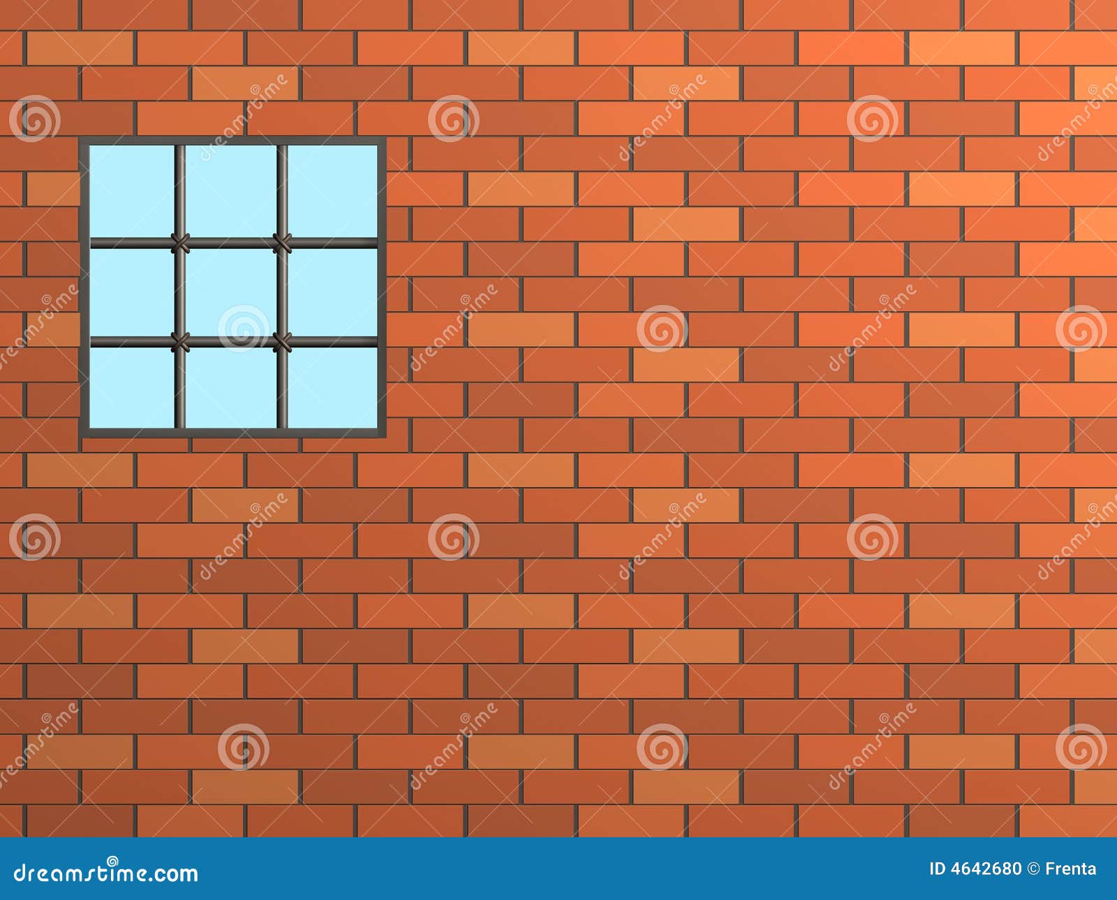 Backsteinmauer Mit Einem Fenster, Geschlossen Durch Ein Gitter Stock ...