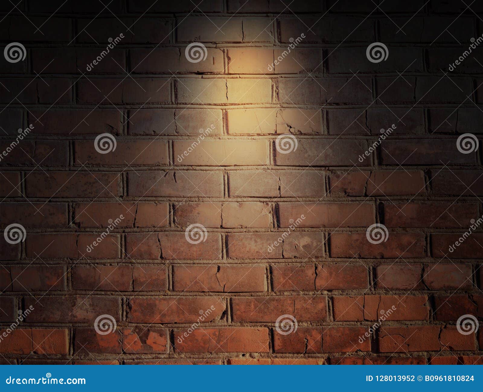 Backsteinmauer Und Scheinwerfer Szene Belichteter Scheinwerfer ...