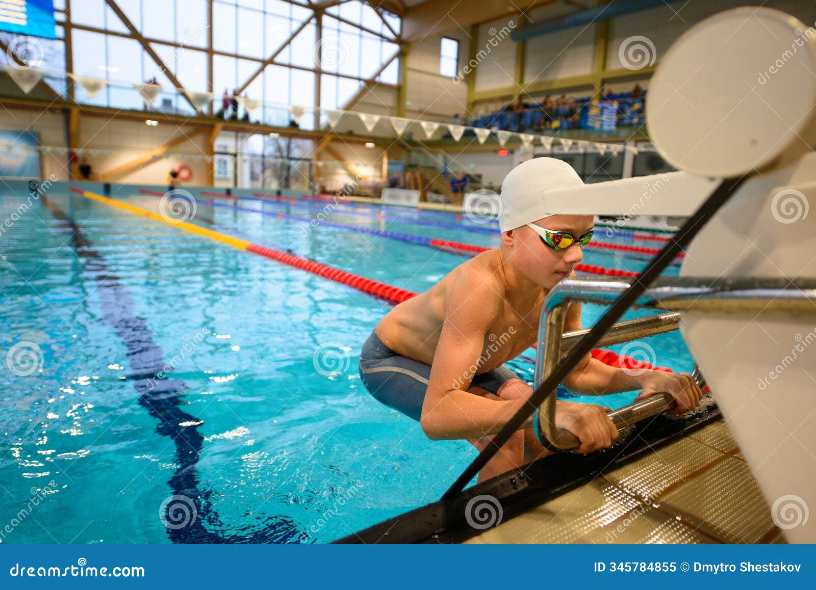 Starting Table With Numbers For Diving In Olympic Pool. Swimming Pool ...