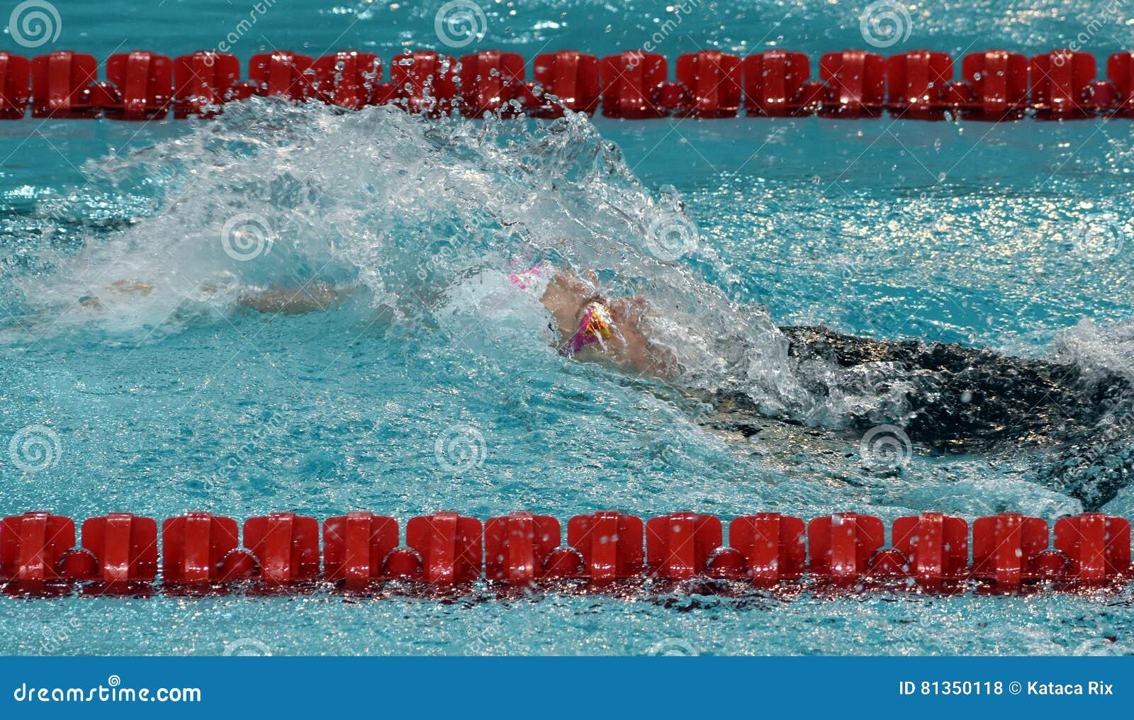 Backstroke swimming woman. stock photo. Image of float - 81350118