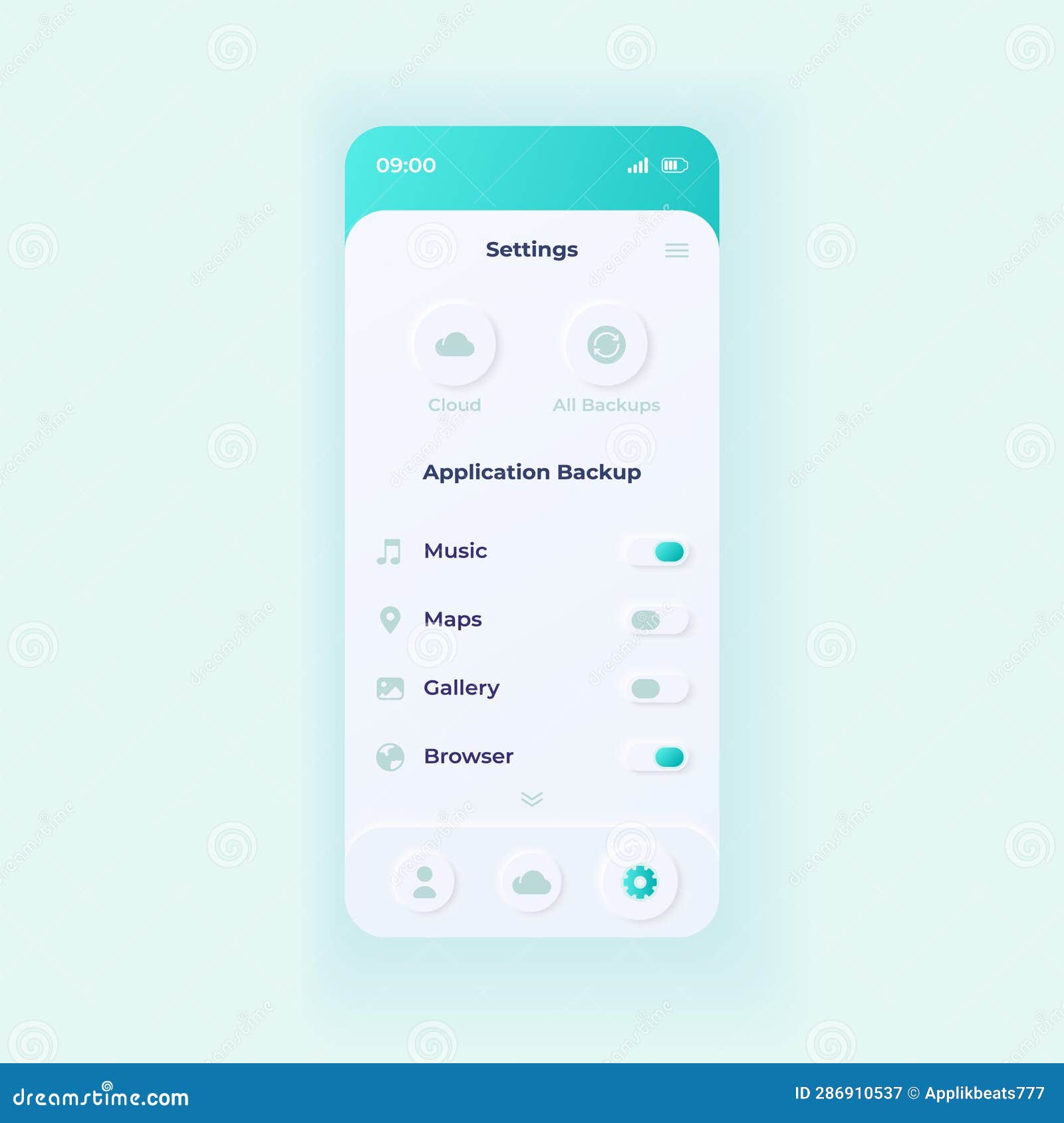Backup Application Settings Smartphone Interface Vector Template. Mobile App Page Light Design ...