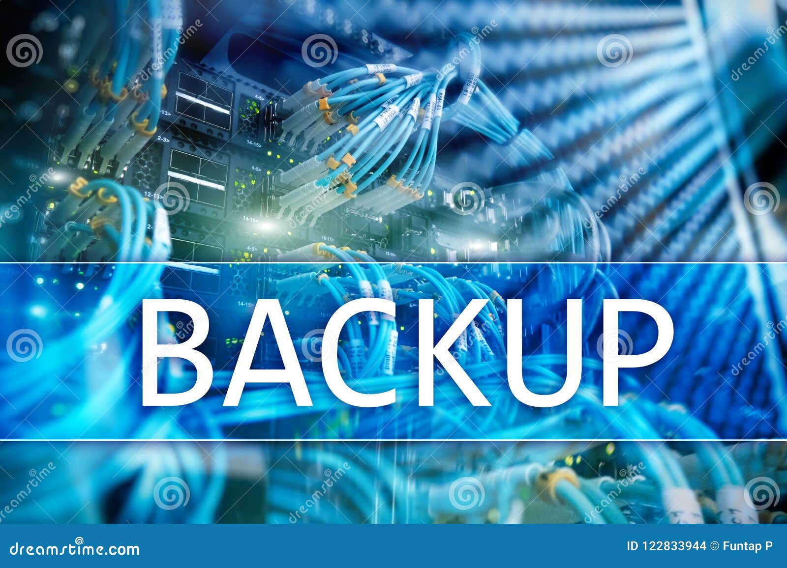 Backup Button On Modern Server Room Background. Data Loss Prevention ...