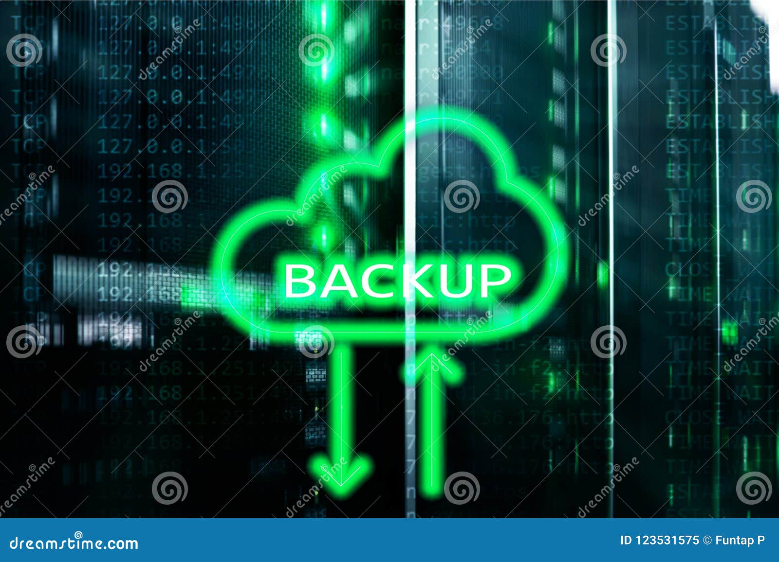 Backup Button On Modern Server Room Background. Data Loss Prevention ...