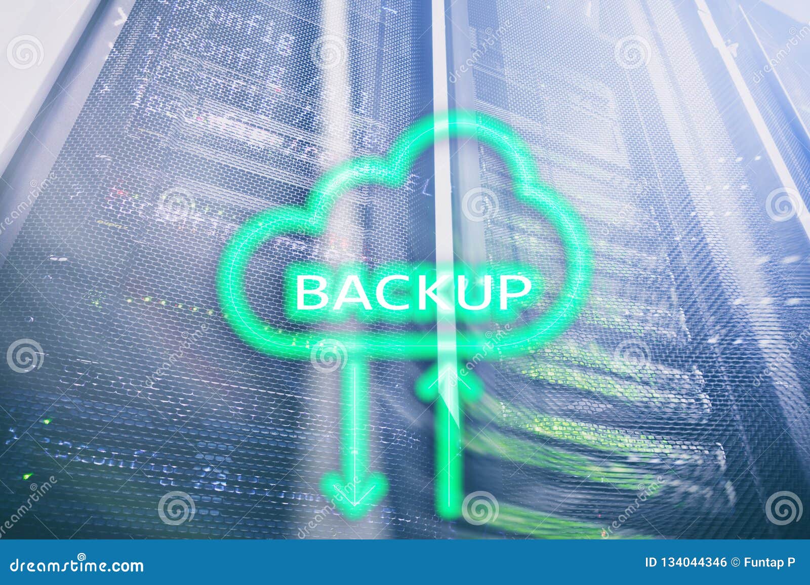 Backup Button On Modern Server Room Background. Data Loss Prevention ...