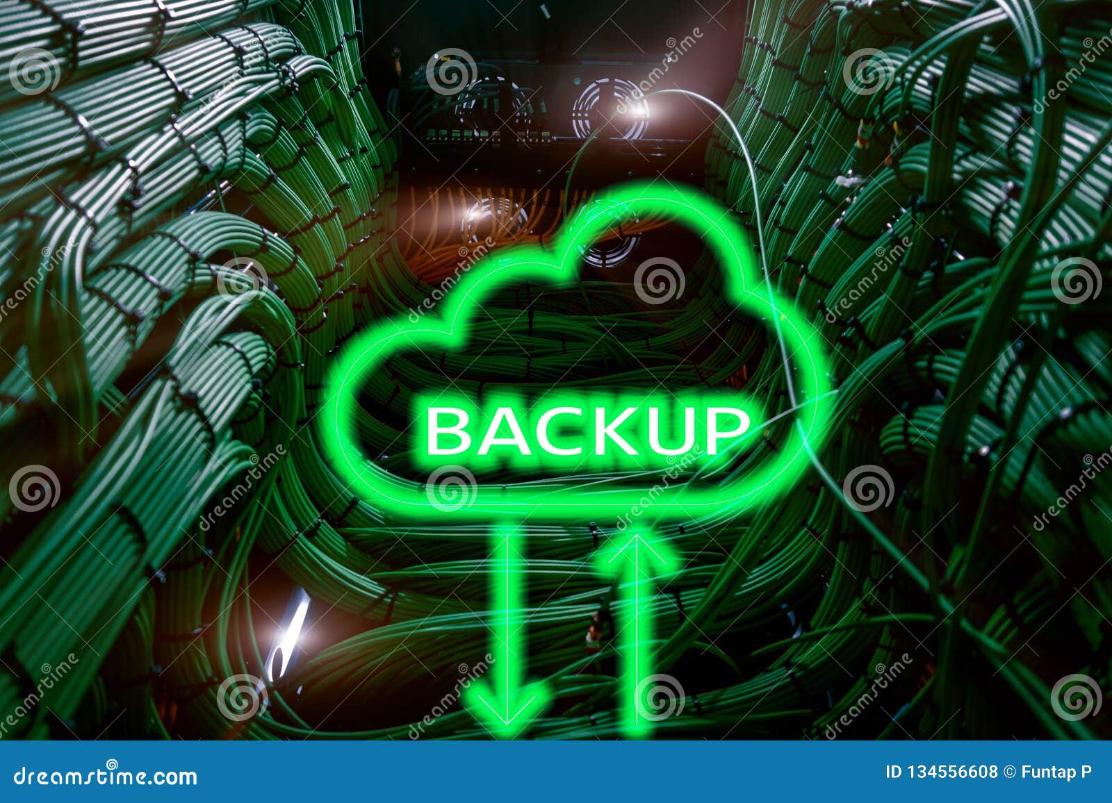 Backup Button On Modern Server Room Background. Data Loss Prevention ...