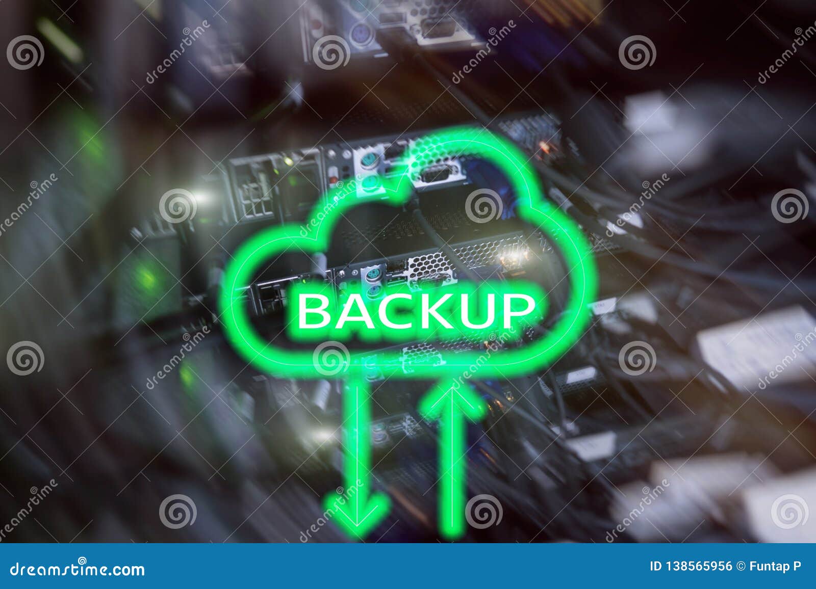 Backup Button On Modern Server Room Background. Data Loss Prevention ...