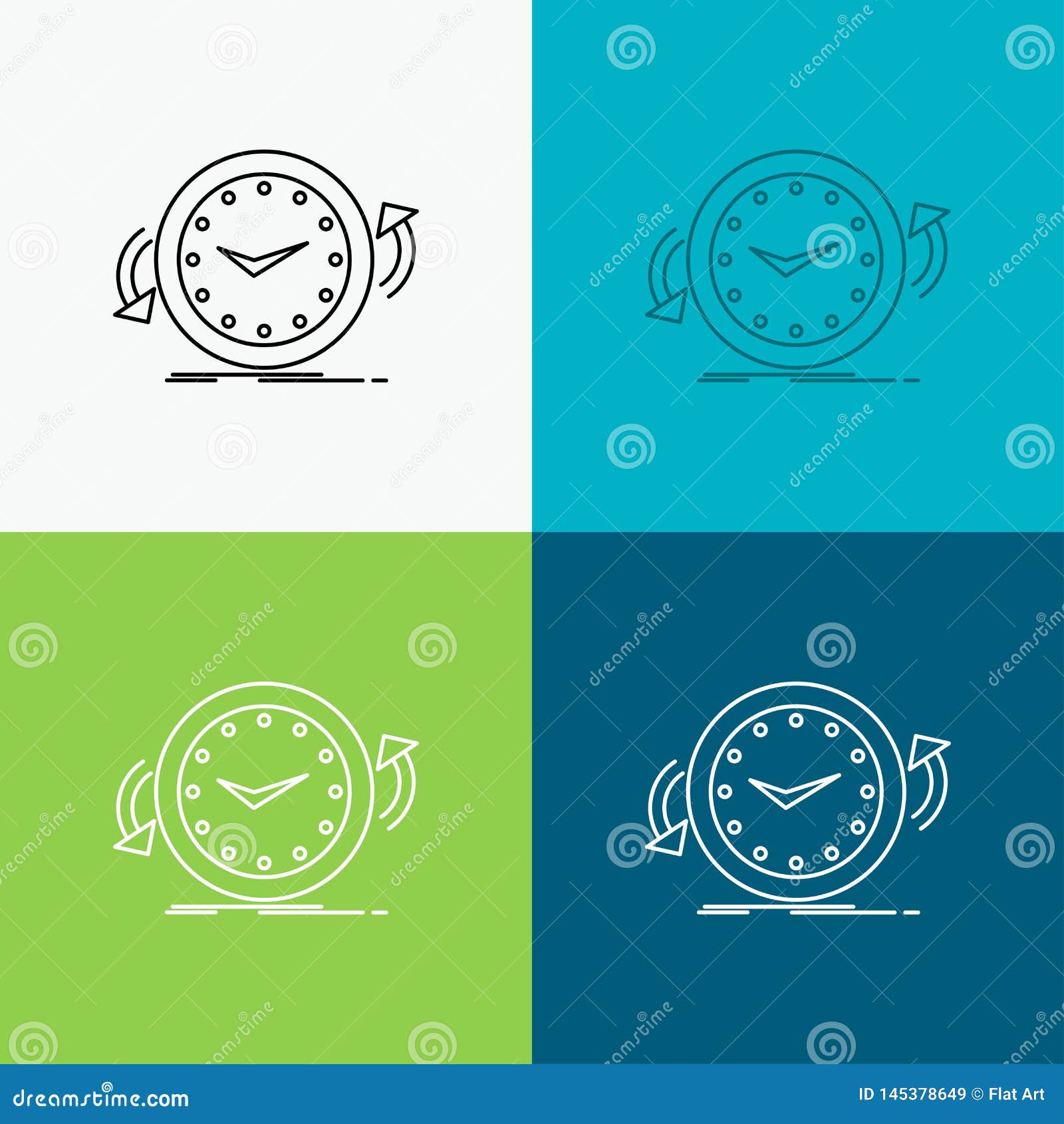 Backup, Clock, Clockwise, Counter, Time Icon Over Various Background. Line Style Design ...