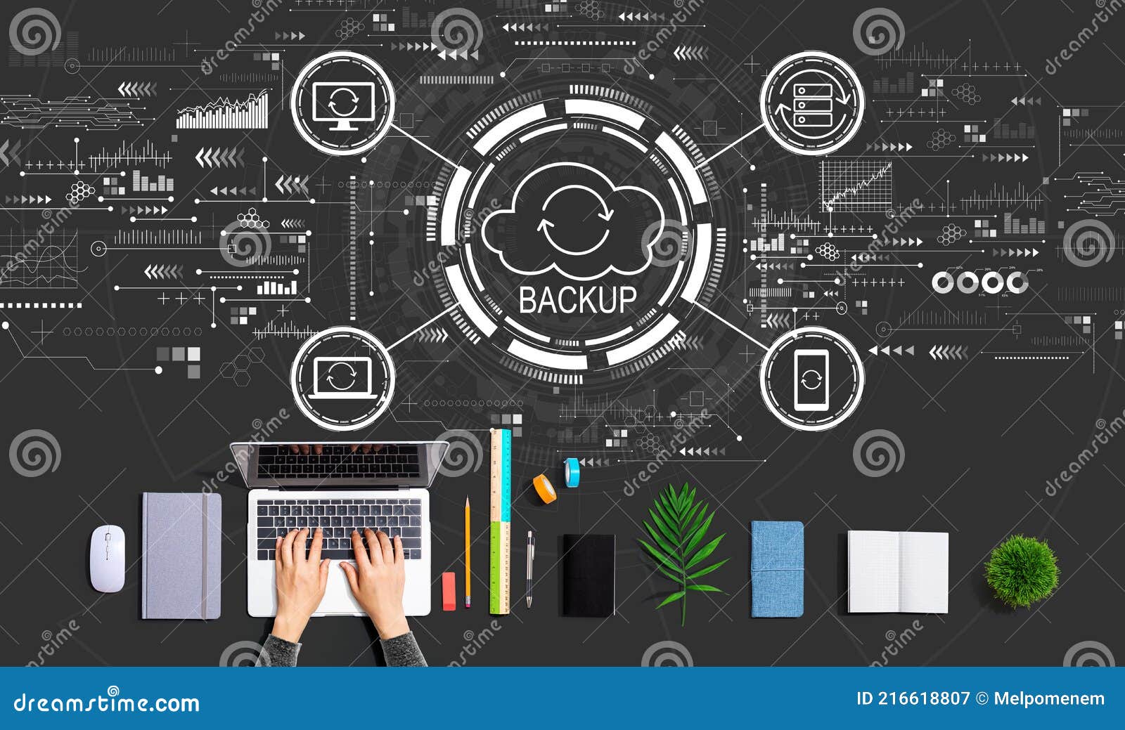 Backup Concept with Person Using a Laptop Stock Image - Image of ...