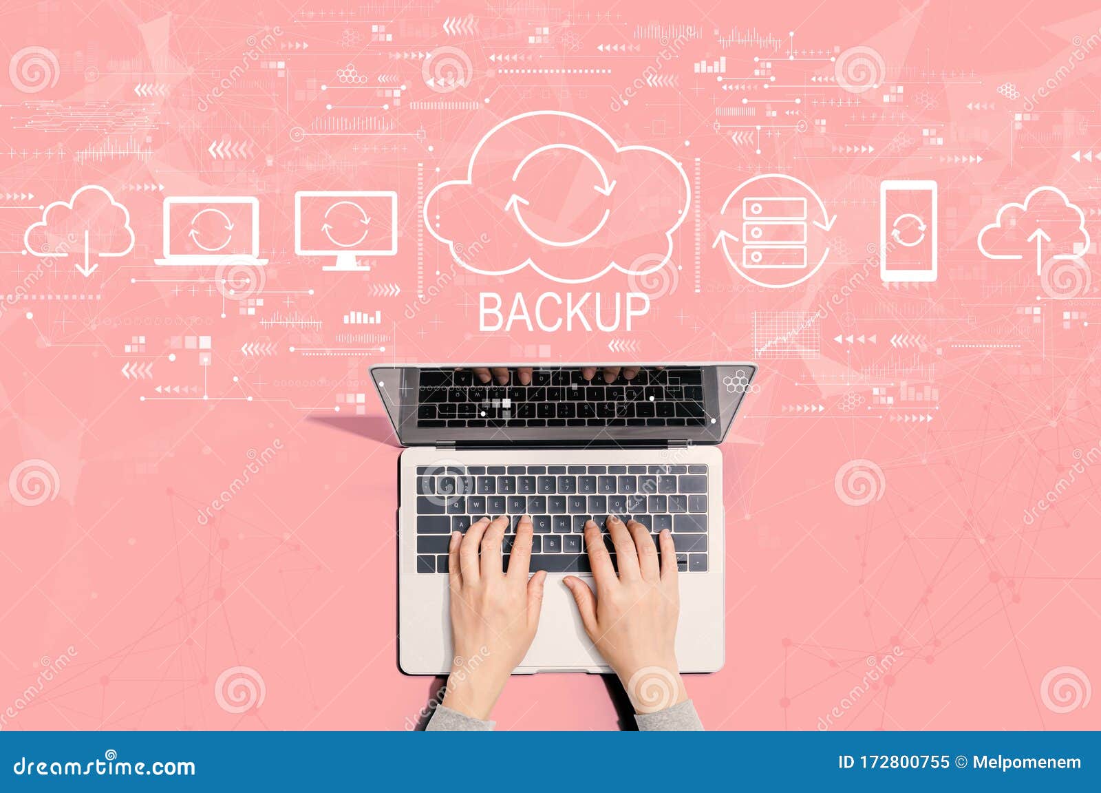 Backup Concept with Person Using Laptop Stock Image - Image of ...