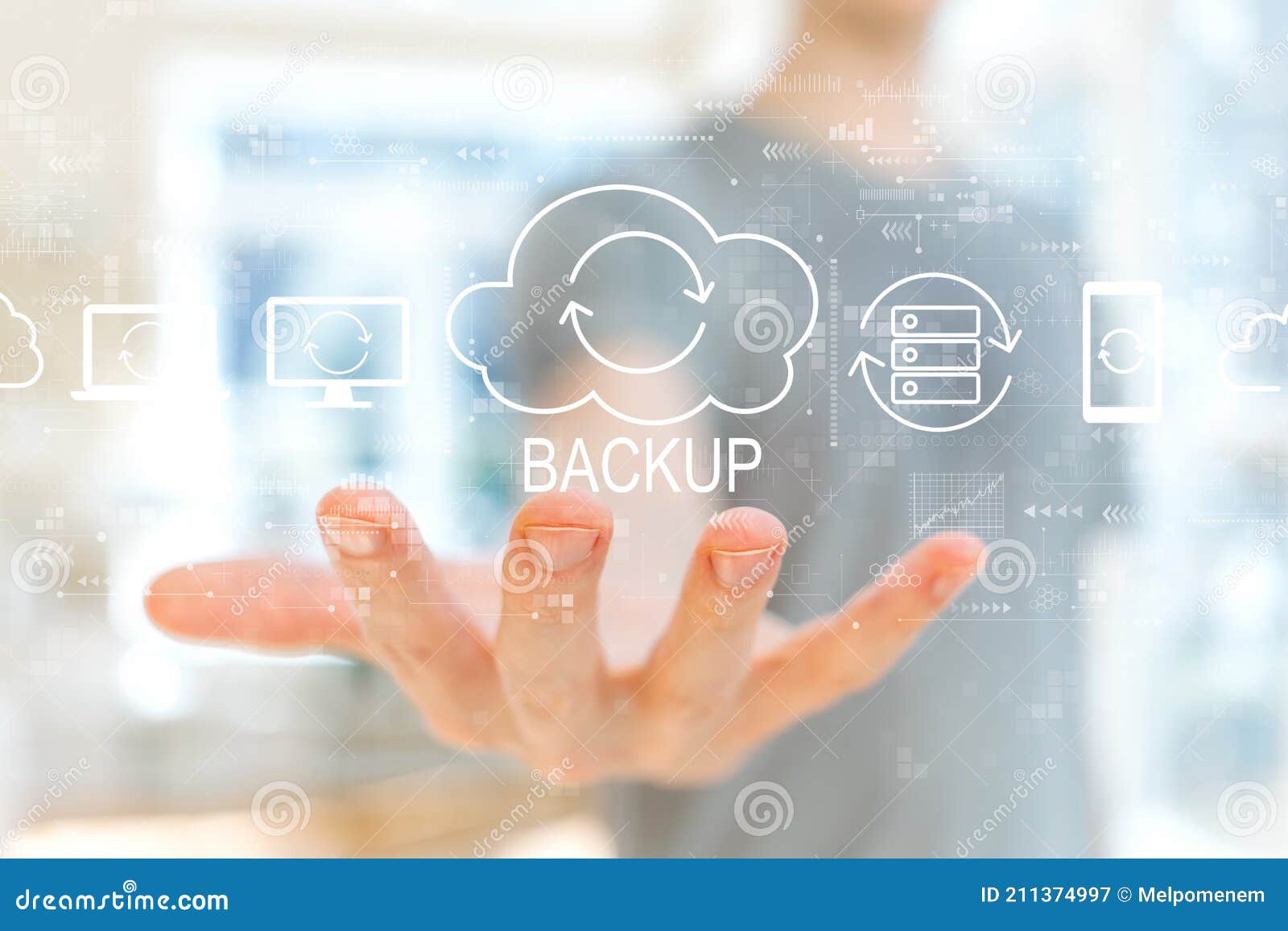 Backup Concept with Young Man Stock Image - Image of data, network ...