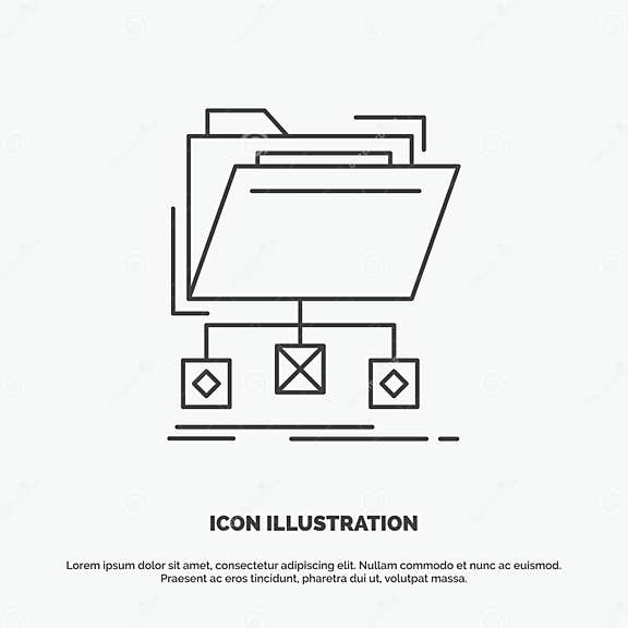 Backup Data Files Folder Network Icon Line Vector Gray Symbol For 9693