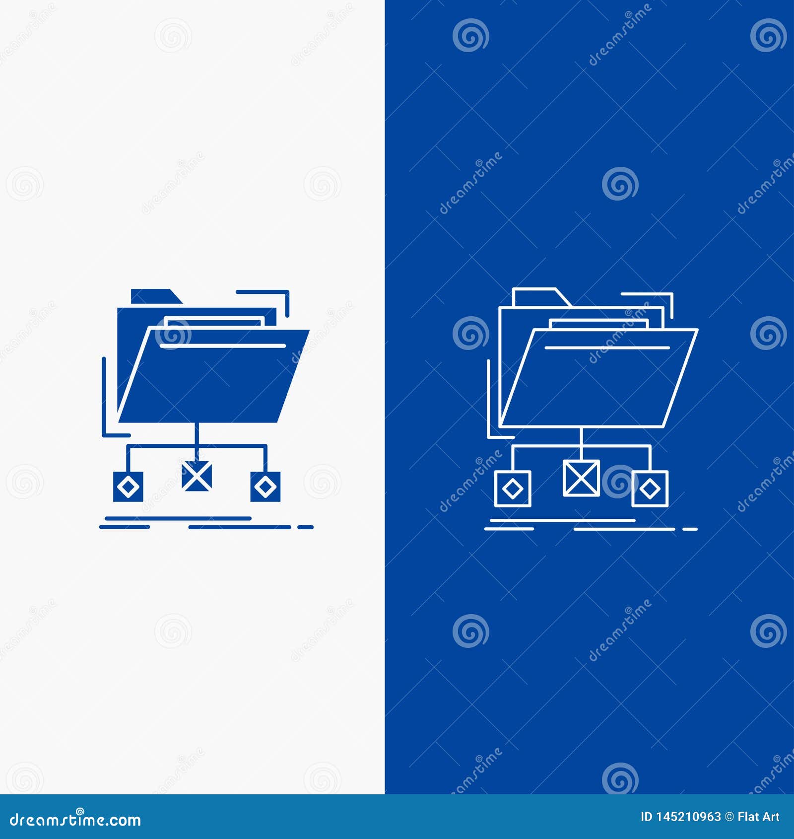 Backup, Data, Files, Folder, Network Line and Glyph Web Button in Blue Color Vertical Banner for ...