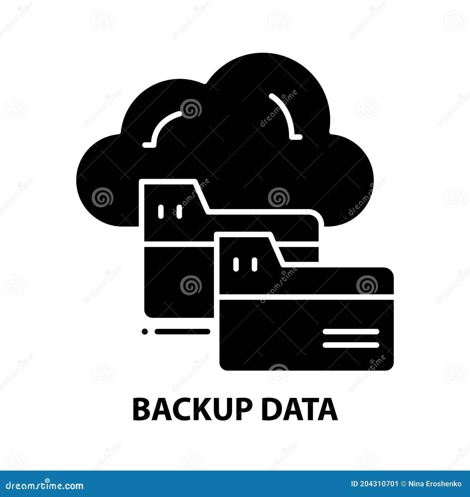 Backup Data Icon, Black Vector Sign with Editable Strokes, Concept ...