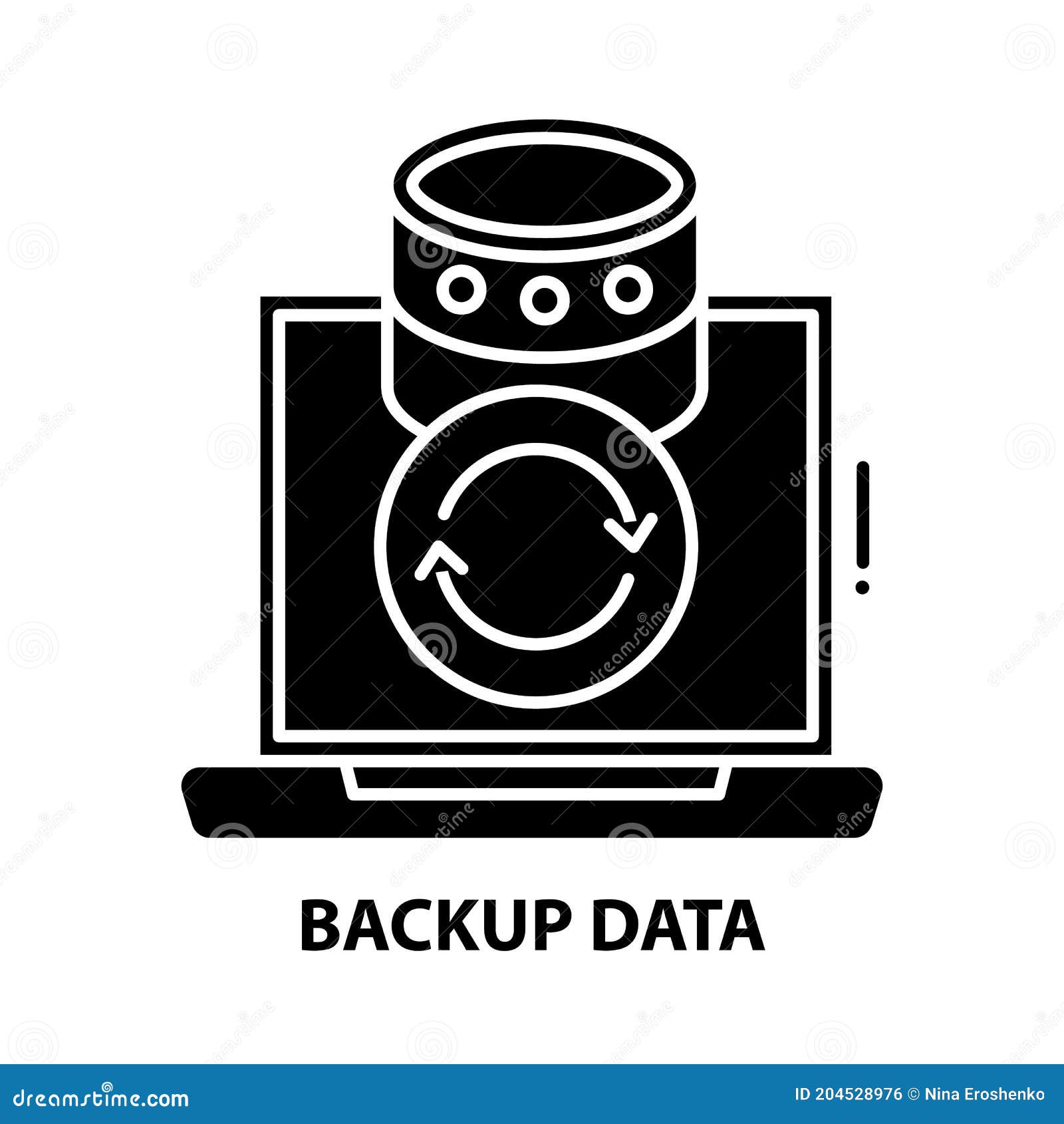 Backup Data Symbol Icon, Black Vector Sign with Editable Strokes ...