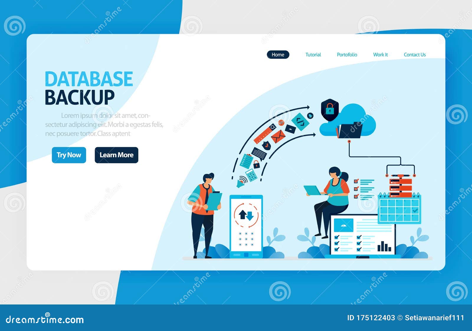 Backup Database Landing Page Design. Secure Personal Data with Internet Backup Services To Cloud ...