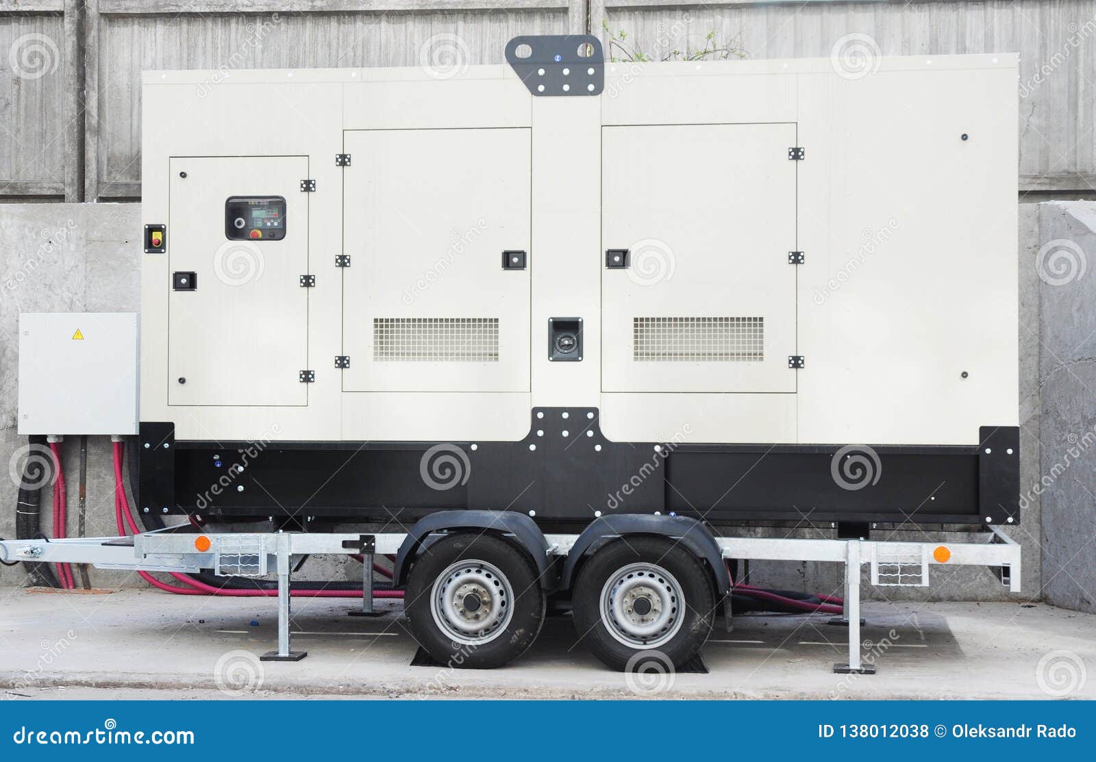 Backup Generator Othe Trailer Wheels Connected To the Control Panel ...