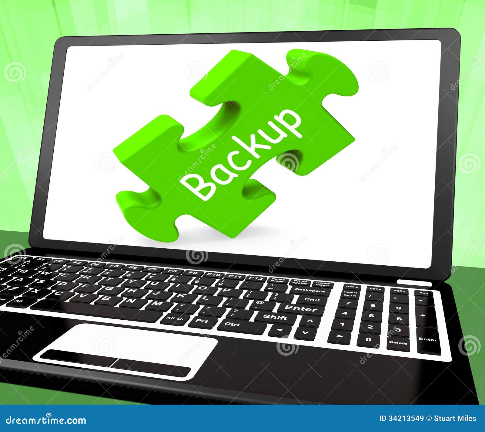 Backup Laptop Shows Data Archiving Back Up and Storage Stock ...